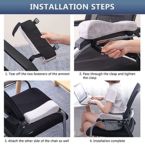 Payanwin Chair Ergonomic armrest Cushions Elbow Pillow Pressure Relief Office Chair Gaming Chair armrest with Memory Foam armrest Pads 2-Piece Set of Chair (Gray)