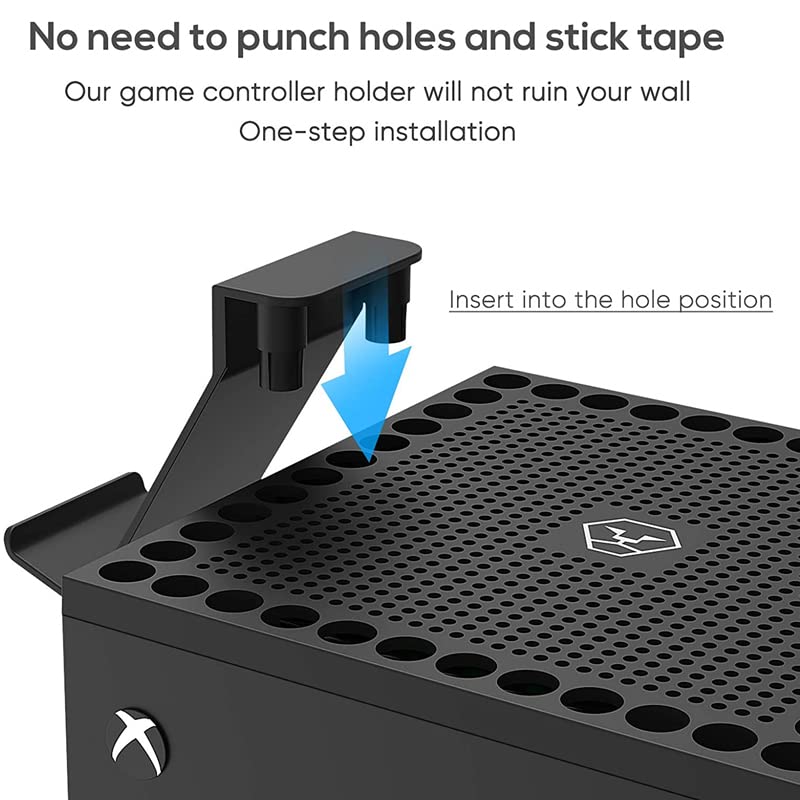 Dust Cover Case for Xbox Series X with 2 Headset/Controller Holder,Cenxaki 2 Pcs High Density Filter and 8Pcs Silicone Dust Plugs Compatible with Xbox Series X