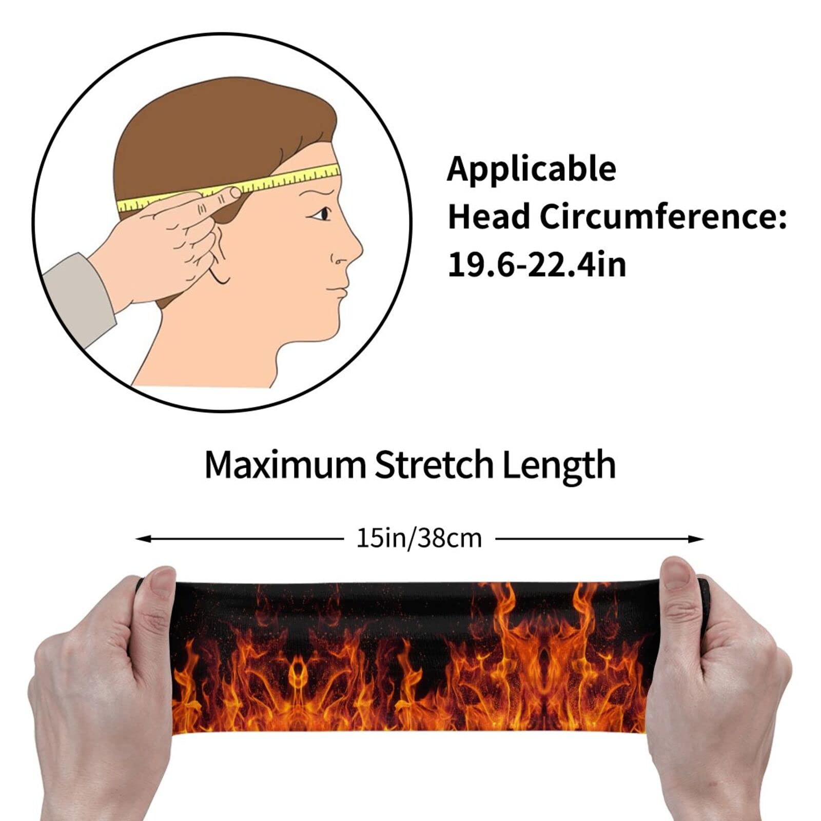 Feimao Flame Printed Running Headband for Men Women Non Slip Workout Sweatbands Sports Moisture Wicking Headbands