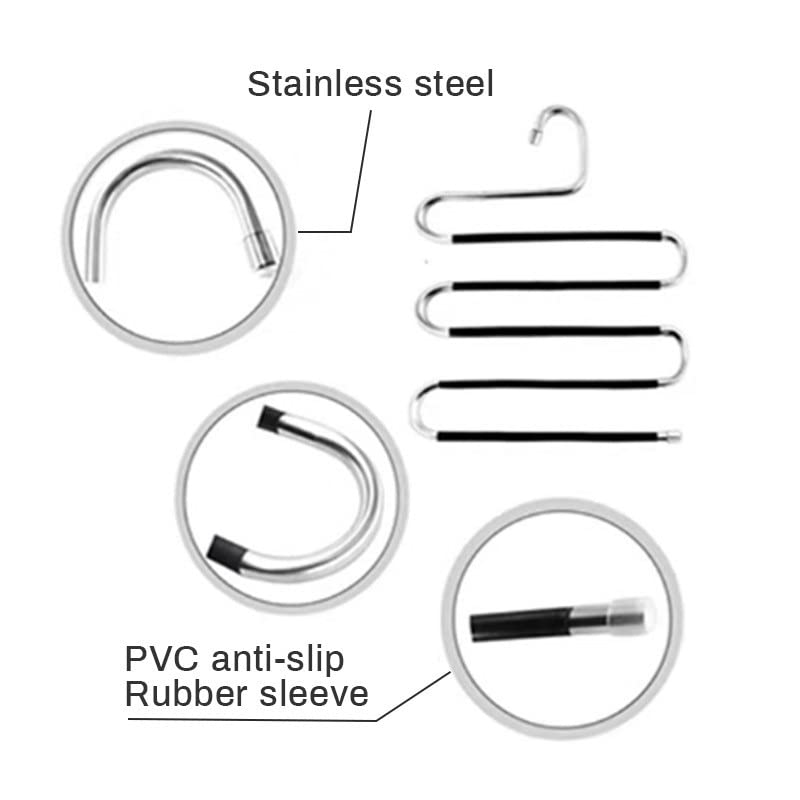 IULJH 5 Layer Stainless Steel Hollow S Shape Multifunctional Pants Rack Scarf Belt Storage Rack Super Space Saving ( Color : White-Fruit peach5 , Size : 34*38cm )