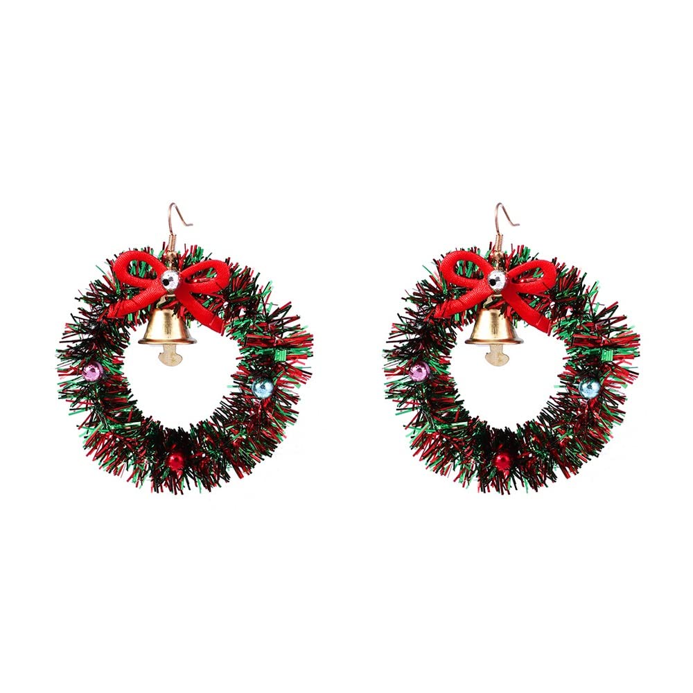 Christmas Garland Drop Earrings Christmas tree Dangle Earrings for Women Reindeer Santa Light Ball Earrings Christmas Holiday Gift for Girls-Garland A