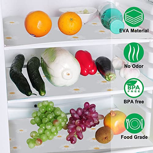 Shelf Liners for Kitchen Cabinet, Waterproof Drawer Liner for Bathroom, Refragerator Mats Sink Liner No Slip Cupboard Mats Non Adhesive EVA Place Mats Roll - Clear Daisy 12"ร236.2"