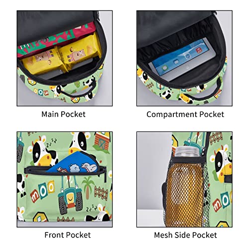 KiuLoam Funny Cow In Farm Yard Kids Backpacks For Toddler Boys And Girls Preschool Backpack With Chest Strap 12 Inch