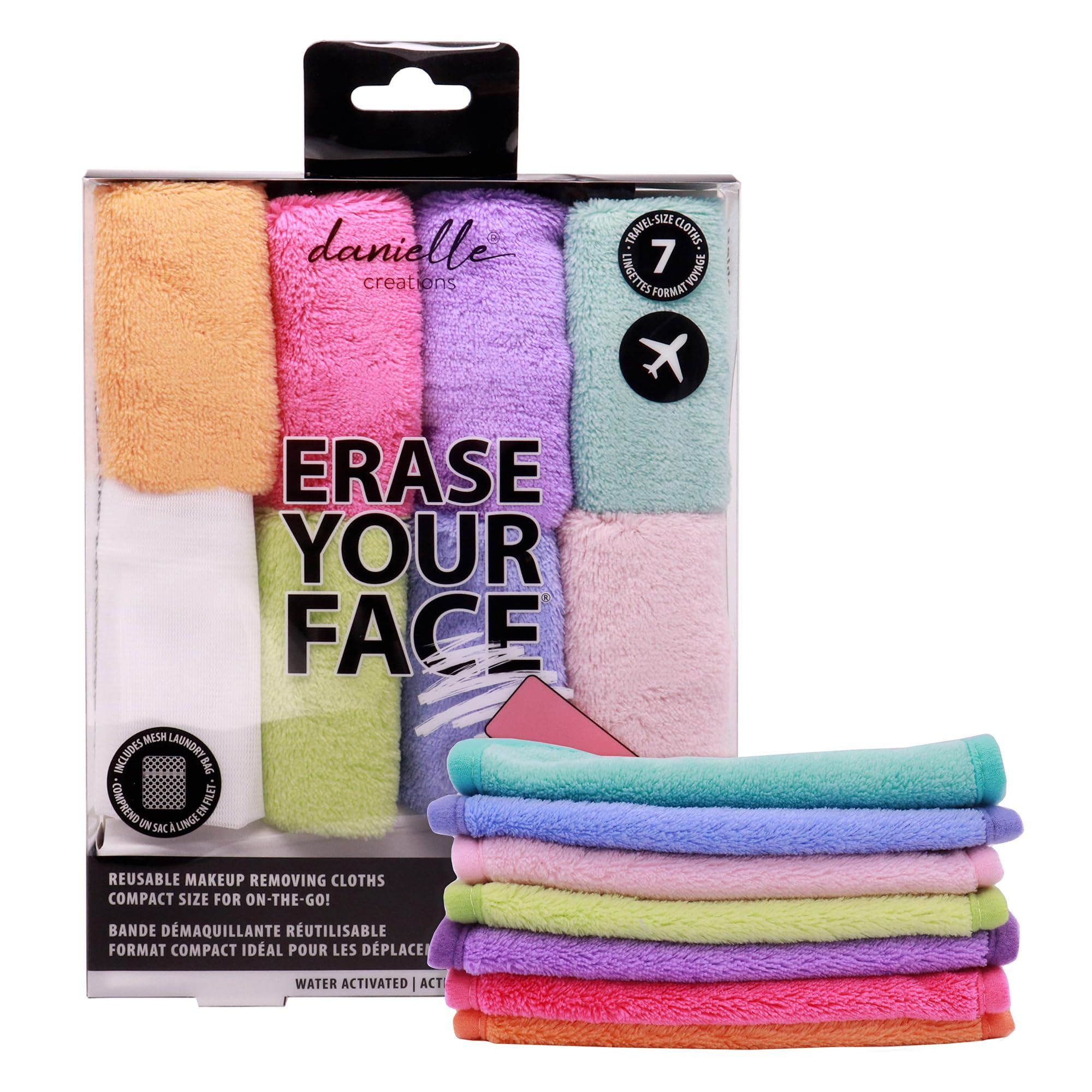 Erase Your Face Reusable Makeup Removing Wipes Cloths With Travel Case, 7 Count(Pack of 1)