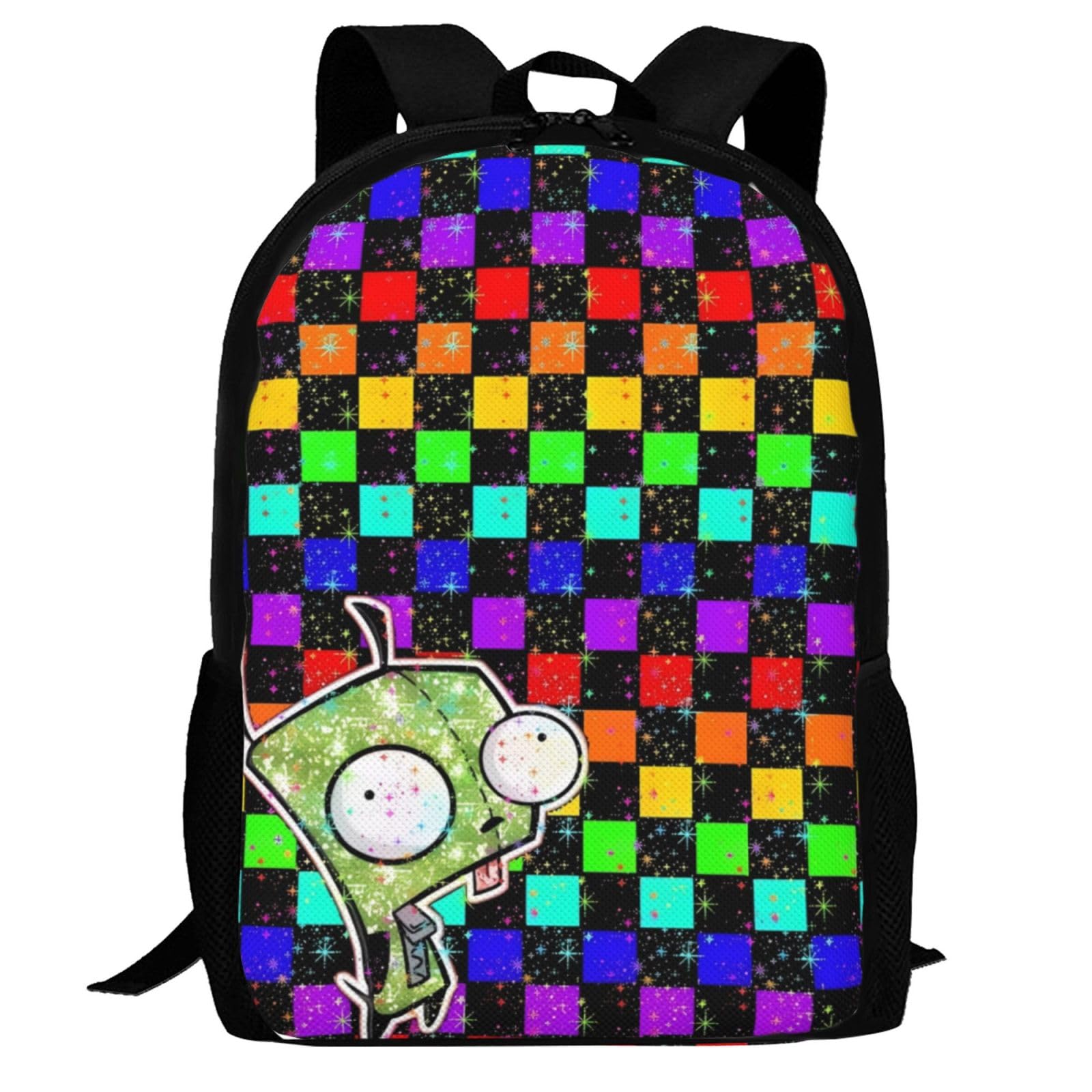 CONPELSON Backpacks Invader Anime Zim Adjustable Laptop Backpack Double Shoulder Bag for Women Men Climbing Shopping Work