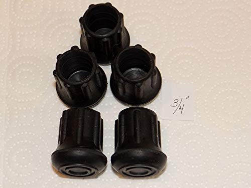 D.R.S.H.O. Set of 5 pcs New 3/4" Heavy Rubber Cane Tips for Walking Sticks, Crutches, Walkers