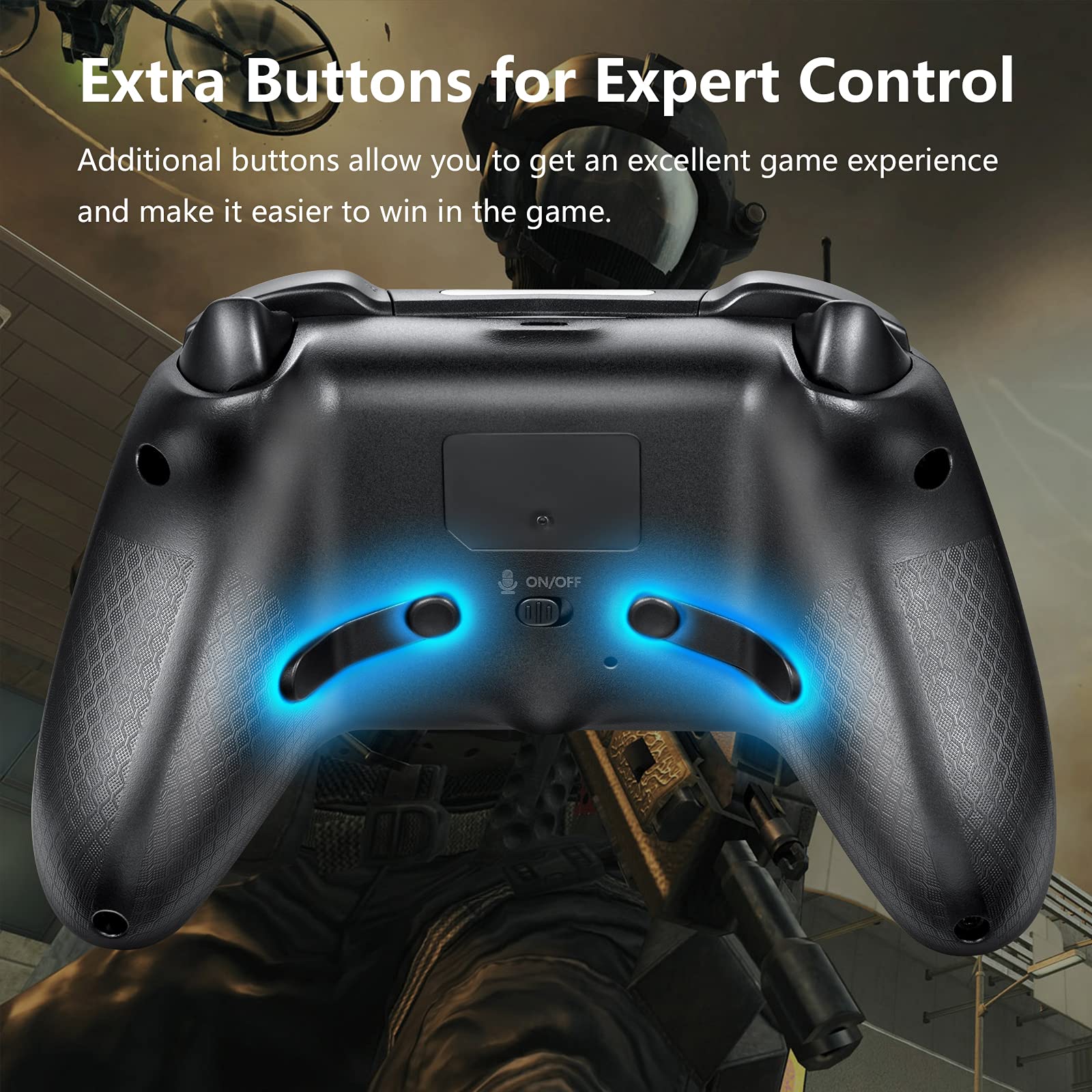 Elite Controller Wireless for PS4 Joystick 1200mAh with Turbo/Back Paddles/Dual Vibration/Bluetooth/Touch Pad Compatible with PS4/Slim/Pro Console Black