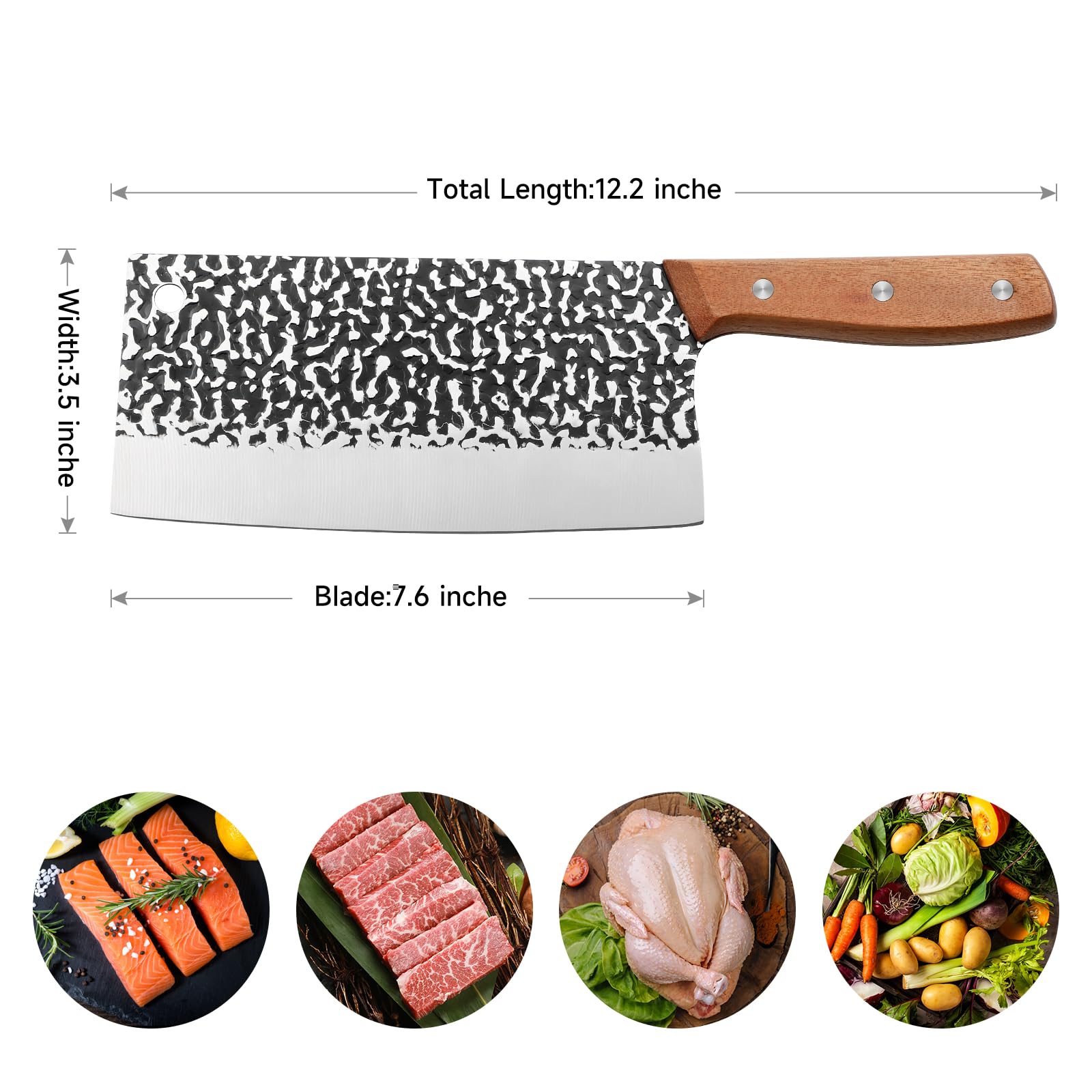 Meat Cleaver, 7 inches Professional Serbian Cleaver Knife, Ultra Sharp Light weight Hand Forged Chinese Cleaver Full Tang Meat Knife