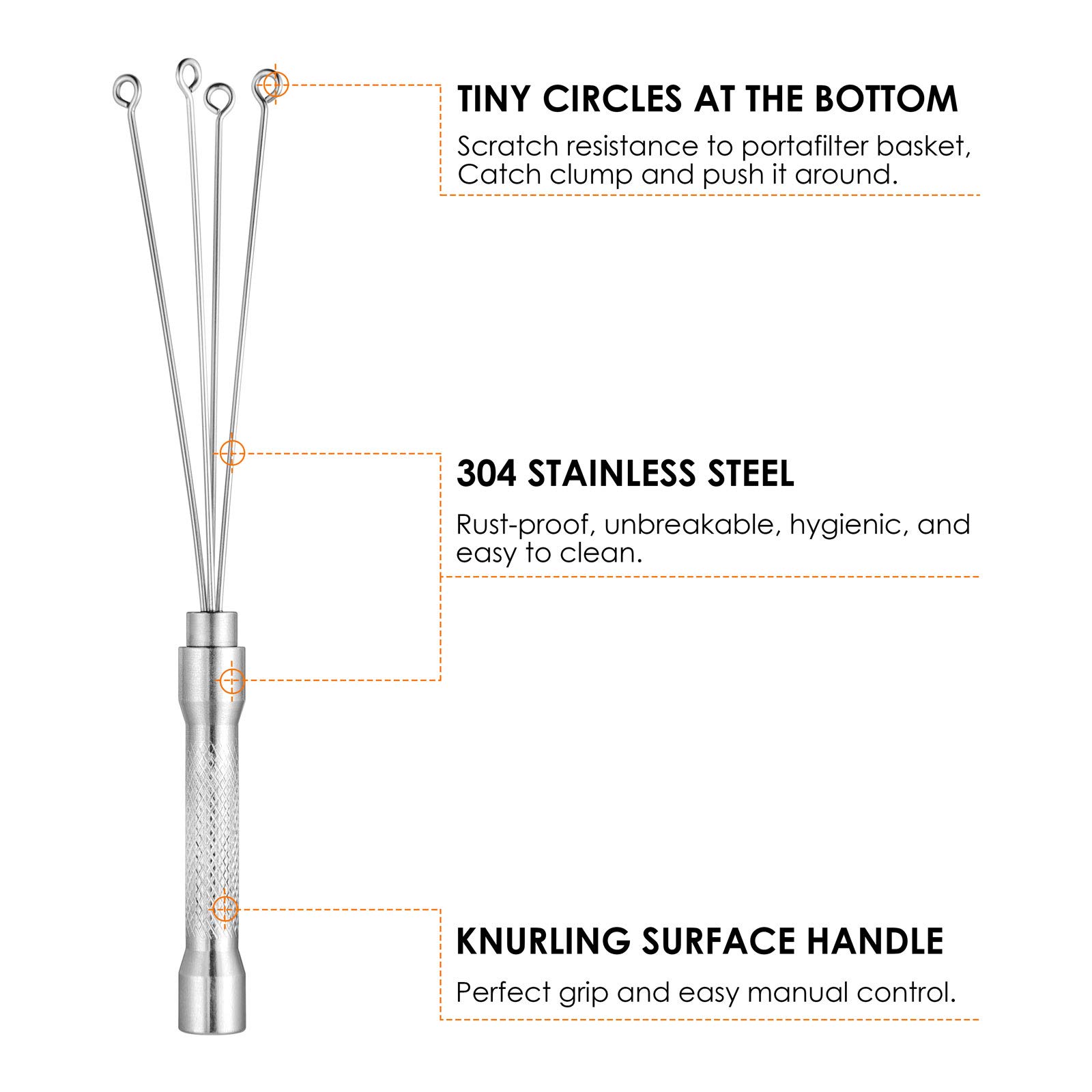 Espresso Coffee Stirrer, MATOW Stainless Steel Mini Whisk for Espresso Stirring Distribution β Professional Coffee Powder Stirring Tool