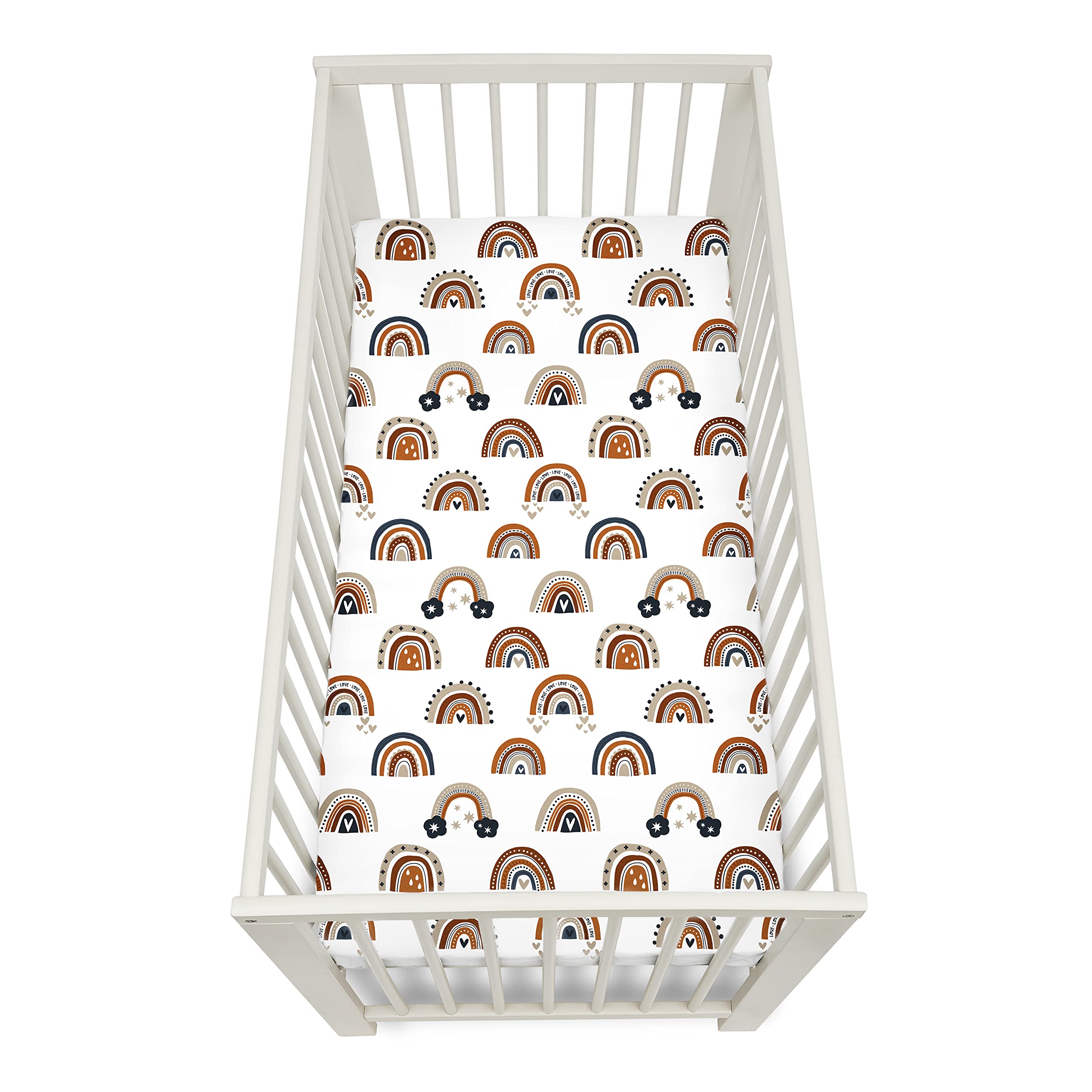 Happy Little Bubs - Fitted Crib Sheet - Cotton - Crib Mattress Sheet - Boho Sheets - Crib Fitted Sheet - Toddler Bed Sheets - Girl Crib Sheets - Boho Crib Sheet - Baby Crib Sheets 52”x28”x8” (Love)