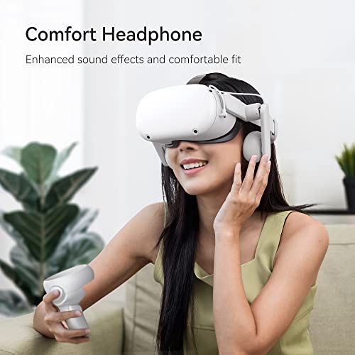 KIWI design Headphone Head Strap Compatible with Quest 2 Accessories, Comfort On-Ear Audio Elite Strap Replacement for Enhanced Sound Effects and Increased Immersion in VR (Head Strap Included)