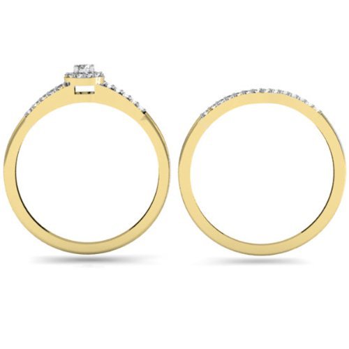 Dazzlingrock Collection 0.40 Carat (ctw) 18k Round Diamond Women Split Shank Halo Style Ring Engagement Matching Wedding Band Set, Yellow Gold, Size 8