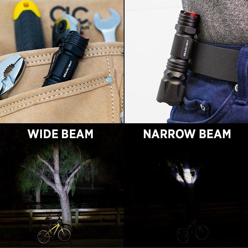 GearLight M3 Mini LED Flashlight - 2 Bright, Small Tactical Flashlights with High Lumens and Pocket Clip for Camping, Outdoor & Emergency Use 