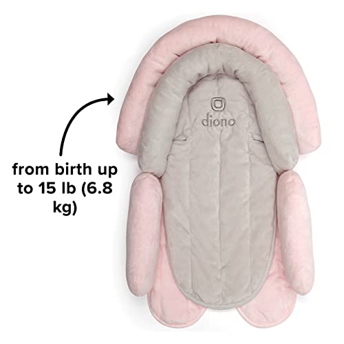 Diono Cuddle Soft 2-in-1 Baby Head Neck Body Support Pillow For Newborn Baby Super Soft Car Seat Insert Cushion, Perfect for Infant Car Seats, Convertible Car Seats, Strollers, Gray/Pink