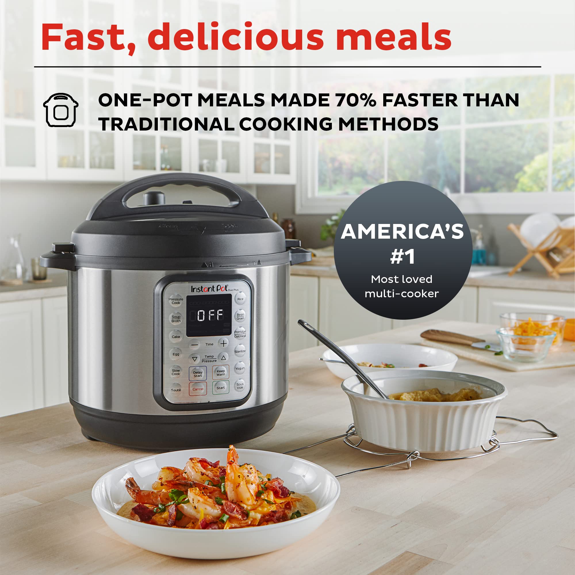 Instant Pot Duo Plus 9-in-1 Electric Pressure Cooker, Slow Cooker, Rice Cooker, Steamer, Sauté, Yogurt Maker, Warmer & Sterilizer, Includes App With Over 800 Recipes, Stainless Steel, 8 Quart
