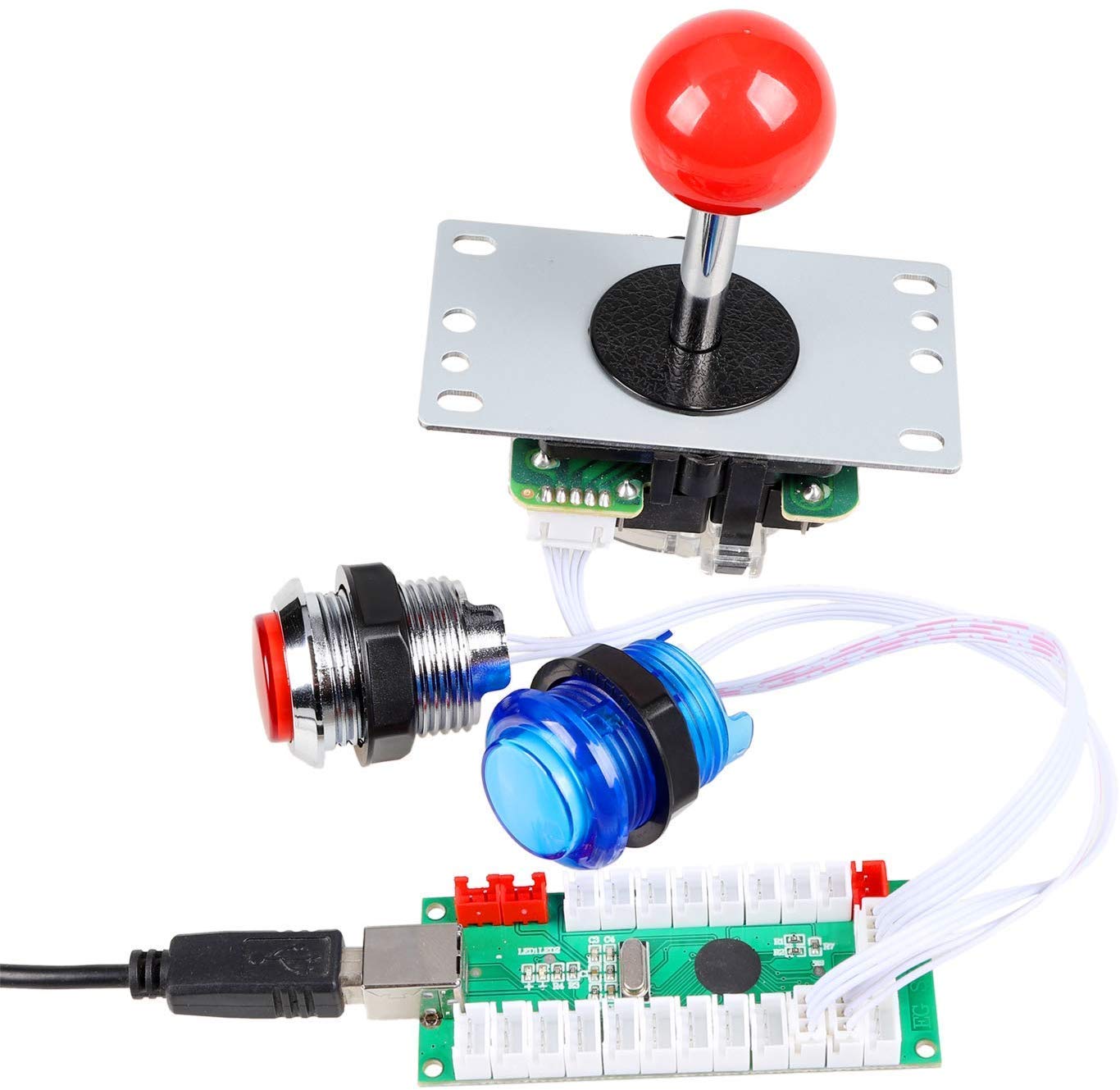 EG STARTS Arcade Buttons 1 Player DIY Kit Joystick 5V LED Arcade Button for Arcade Stick PC Games Mame Raspberry pi