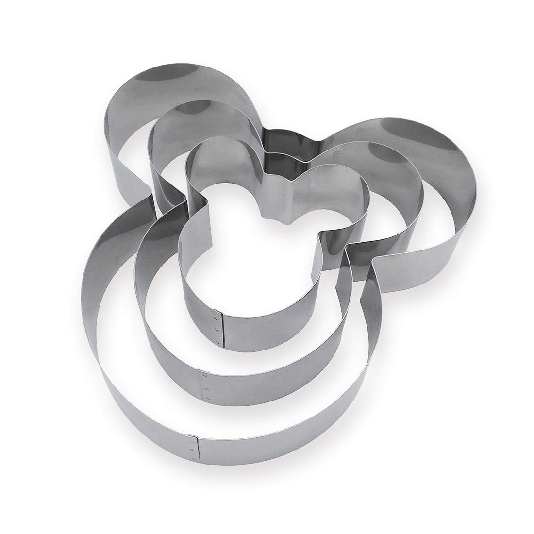 FunWhale 3 Tier Mouse Multilayer Anniversary Birthday Cake Baking Pans,Stainless Steel 3 Sizes Rings Mouse Molding Mousse Cake Rings(Mouse-shapes,Set of 3)