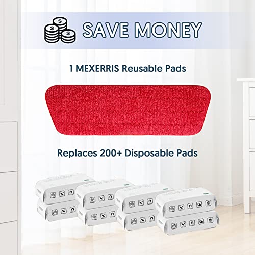 Microfiber Spray Mop Pads Replacement Compatible with Swiffer PowerMop - MEXERRIS Floor Cleaning Mops Heads Replacement Washable Flat Mop Refills Fit for All Spray Mops & Reveal Mop, 7 Pack/Set Red