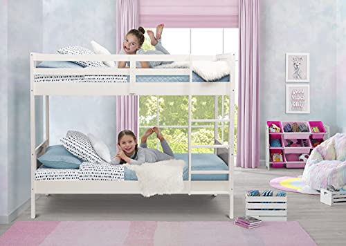 Delta Children Convertible Twin Over Twin Wood Bunk Bed with Ladder and Guardrails – Use as Bunk Bed or 2 Stand-Alone Twin Beds – Bed Ships in 2 Boxes, White