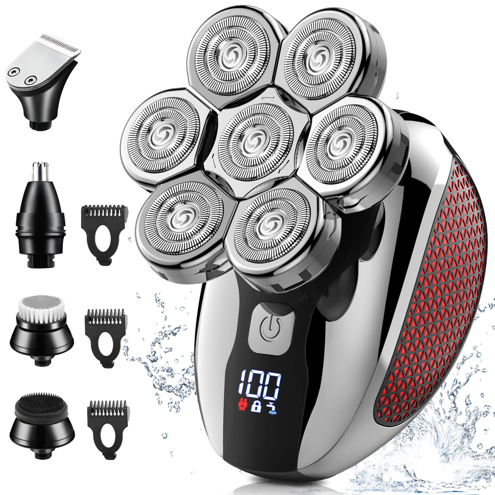 Head Shavers for Bald Men 7D, CHLANT Shaves Cordless Rechargeable Electric Shaver Razor Wet&Dry Waterproof 5-in-1 Rotary Grooming Kit