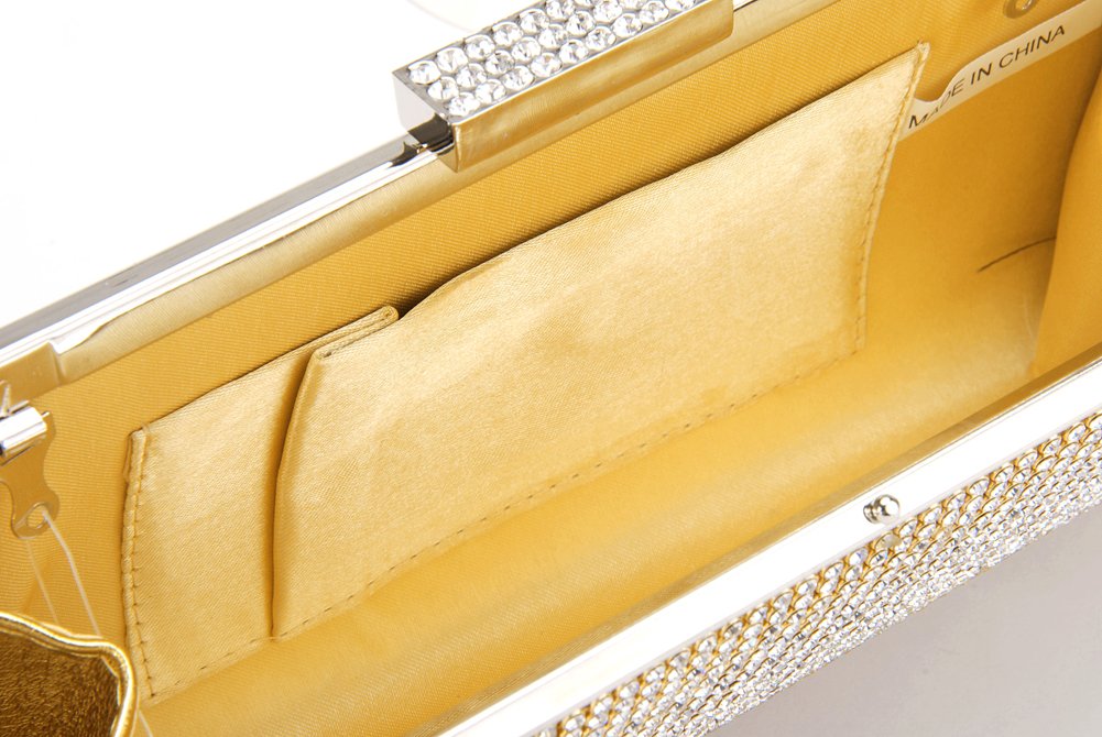 Damara Womens Front Fully Crystal Chic Clutch Evening Bag, Silver