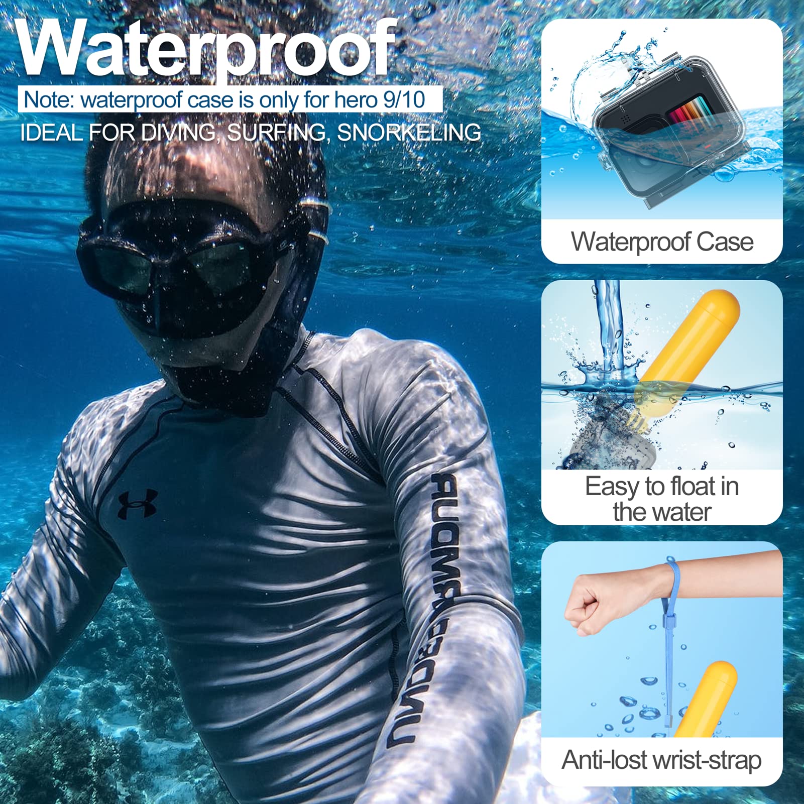 EMART 61 in 1 Gopro Hero 9 10 11 Accessories Kit with Waterproof Housing Case Protector, Go Pro 9/10/11 Black Camera Accessory Packages, Action Camera Accessoires Adventure Kit Bundle