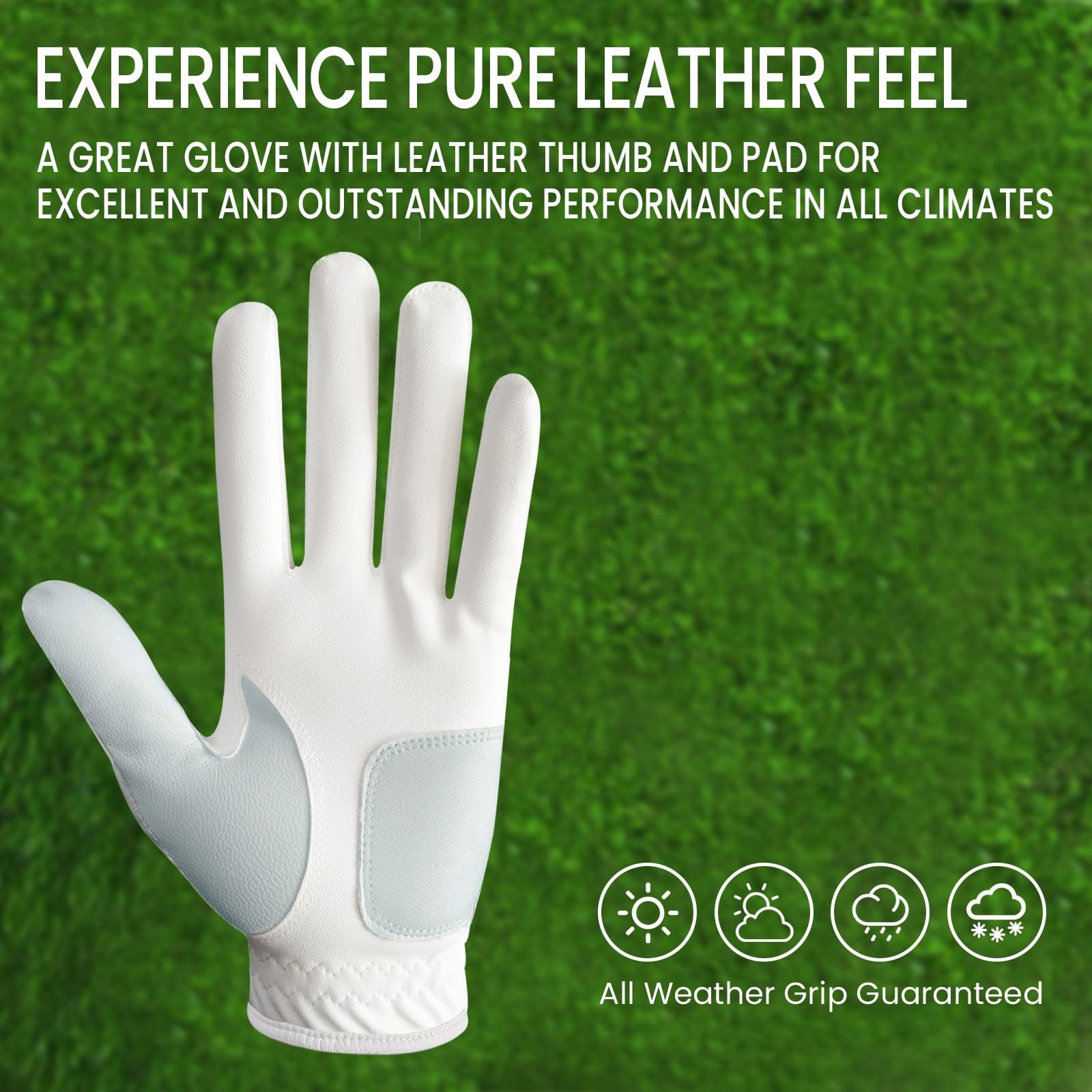 FINGER TEN Golf Gloves Men Left Hand Right Leather with Ball Marker USA Flag Pack, Mens Golf Glove All Weather Grip, Fit Size Small Medium ML Large XL (USA Flag, Large, Left)