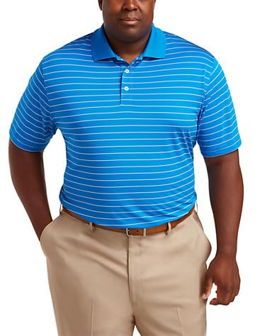 DXL Big + Tall Essentials Men's Big and Tall Striped Golf Polo Shirt Blue Stripe 4XLT