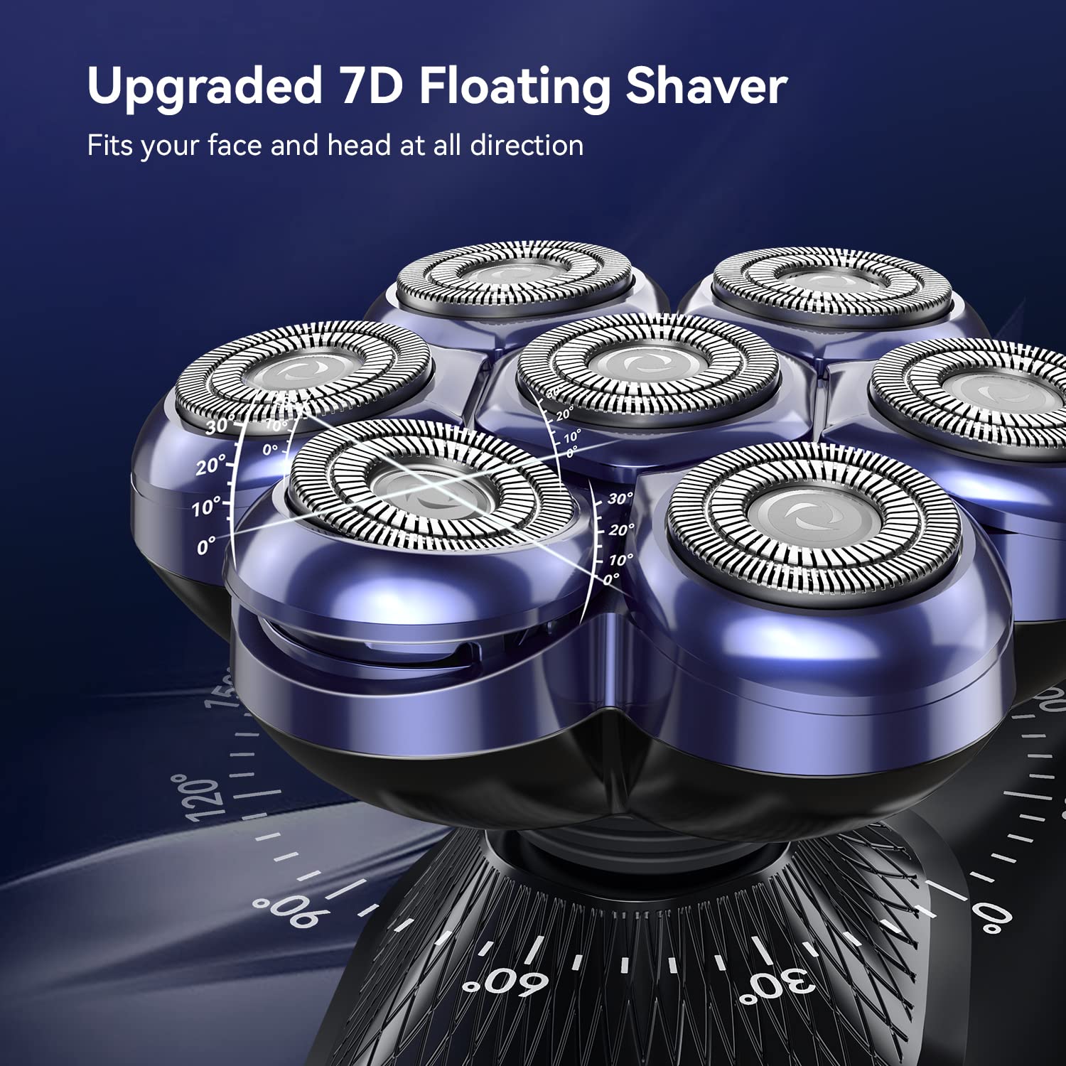 Head Shavers for Bald Men, 7D Magnetic Floating Head Shaver with 3 Modes, IPX7 Waterproof Electric Razor Grooming Kit, USB Rechargeable