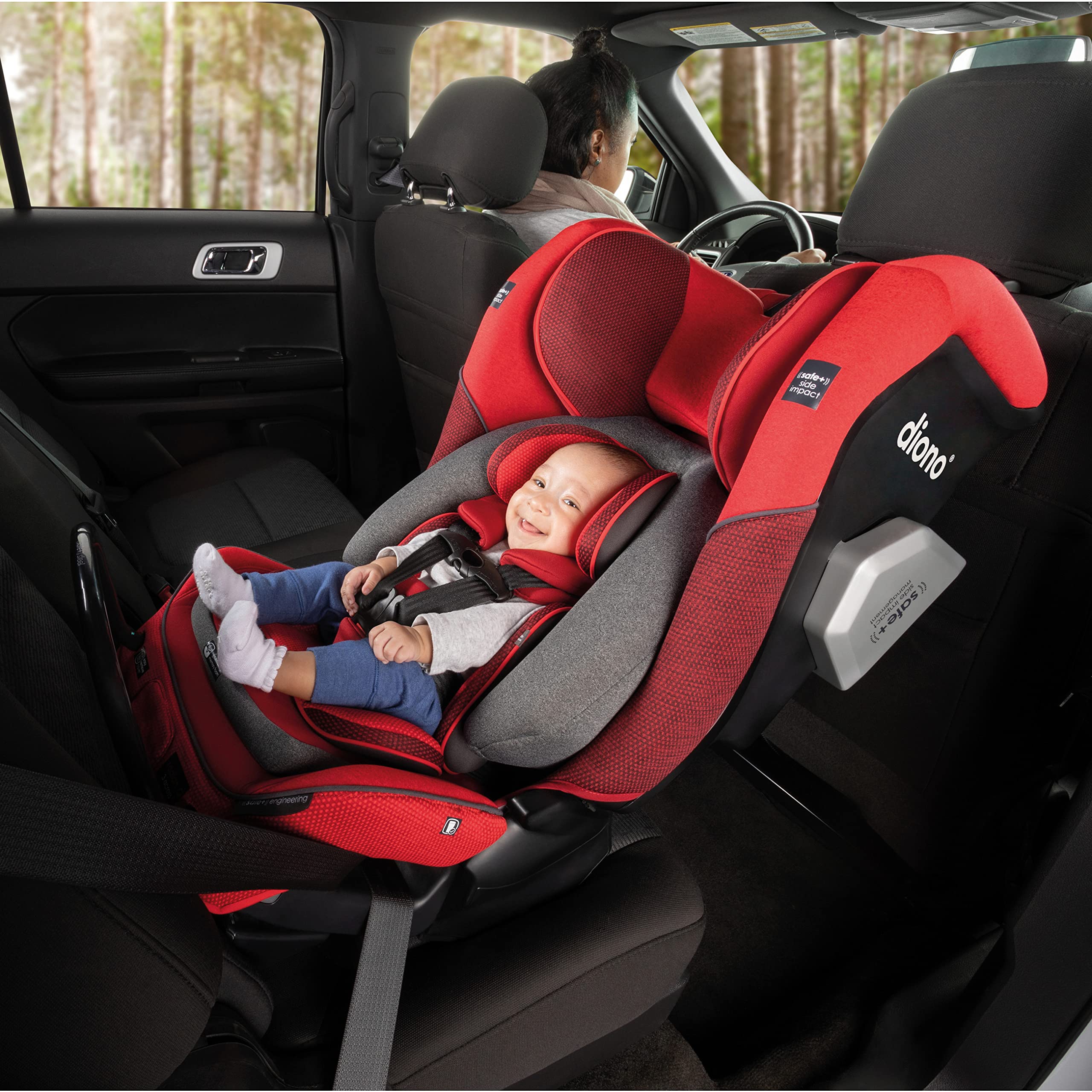 Diono Radian 3QXT 4-in-1 Rear and Forward Facing Convertible Car Seat, Safe Plus Engineering, 4 Stage Infant Protection, 10 Years 1 Car Seat, Slim Fit 3 Across, Red Cherry