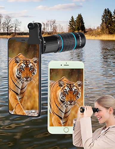 Phone Camera Lens Kit 10 in 1 for iPhone Samsung Pixel Android, 22X Telephoto Lens, 0.63Wide Angle Lens&15X Macro Lens, 198° Fisheye Lens,Kaleidoscopes, CPL+Tripod,for Most Smartphone