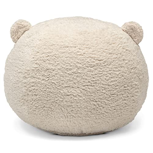 Delta Children Bear Plush Foam Pouf Ottoman, Cute Room Decor, Cream Sherpa/Faux Leather