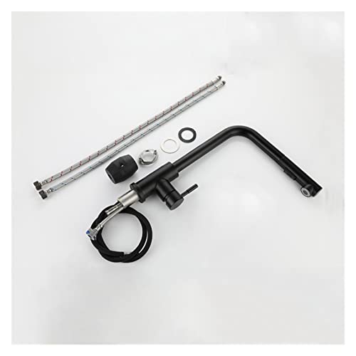 JEMITA Pull Out Kitchen Sink Faucet Silver Black Stainless Steel Single Handle Hot & Cold Mixer Tap Stream Sprayer Head Swivel Faucets (Color : Silver)