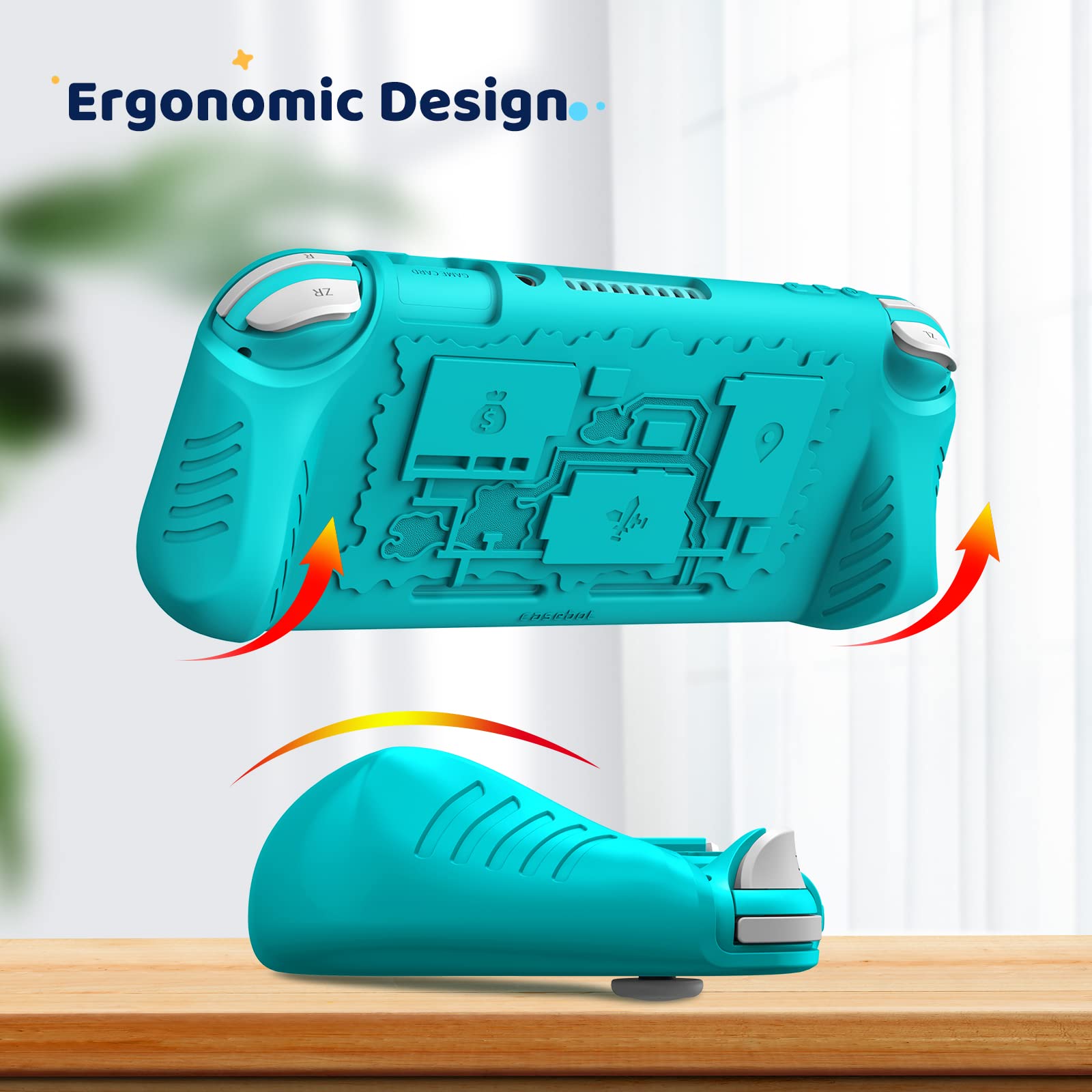 Fintie Case for Nintendo Switch Lite 2019 w/3 Game Card Slots - Soft Silicone [Shock Proof] [Anti-Slip] Protective Cover w/Ergonomic Grip Comfortable Grip Case for Switch Lite Console, Turquoise