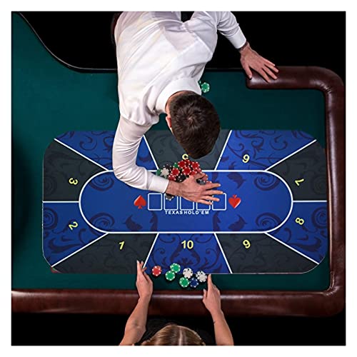 Felt Portable Poker Table Mat Texas Poker Board Game Rubber Cushion Tablecloth Party Games Texas Tabletop Mat Poker Mat (Color : Blue)