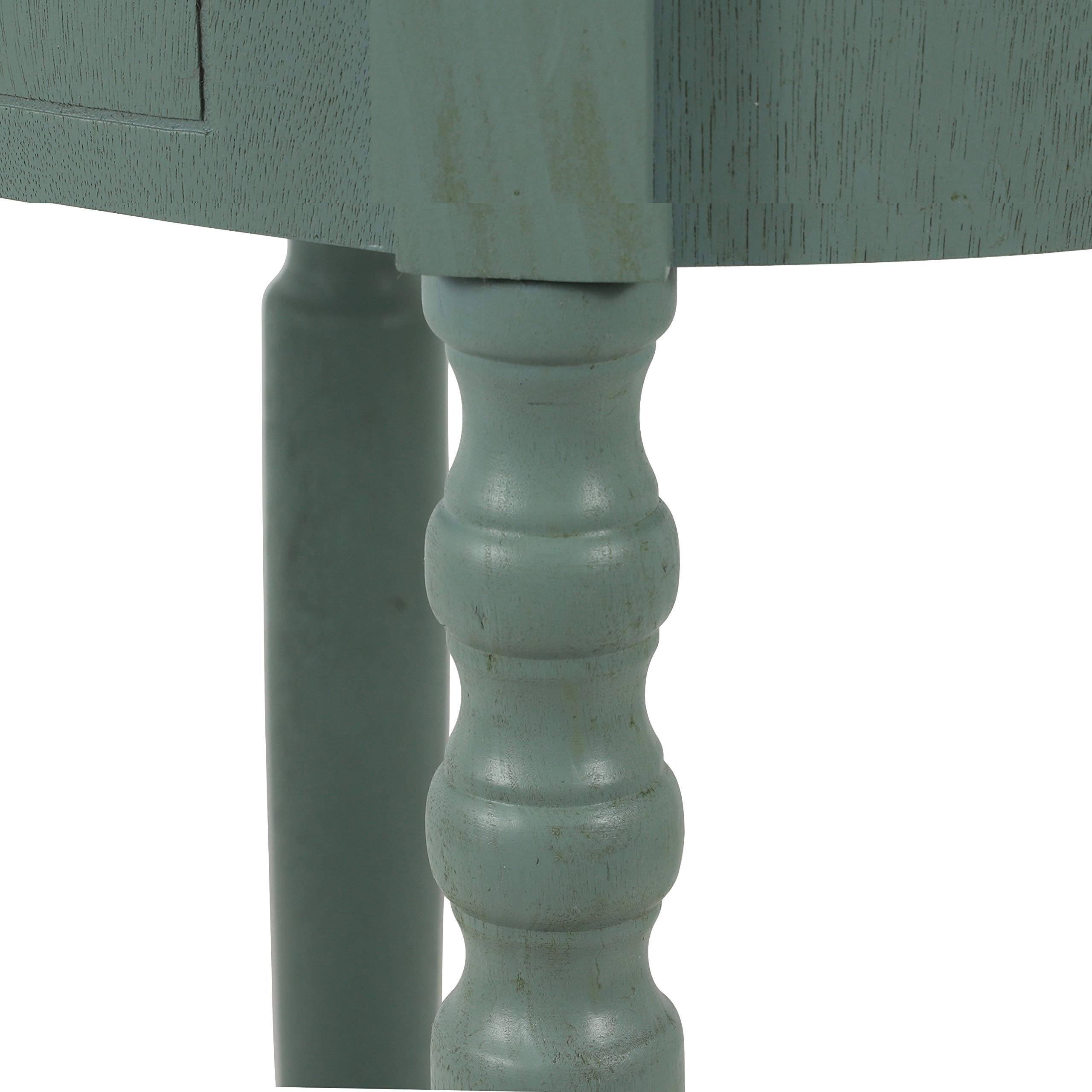 Decor Therapy Simplify Oval Wood Shelf Accent Table, 18.31 in x 22.05 in x 8.07 in, Antiqued Iced Blue