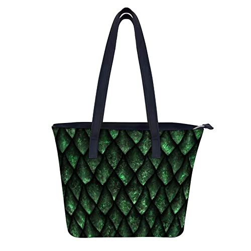 Dragon Scales Women's Tote Bag PU Leather Shoulder Bag Handbags Purse For Work Shopping Travel