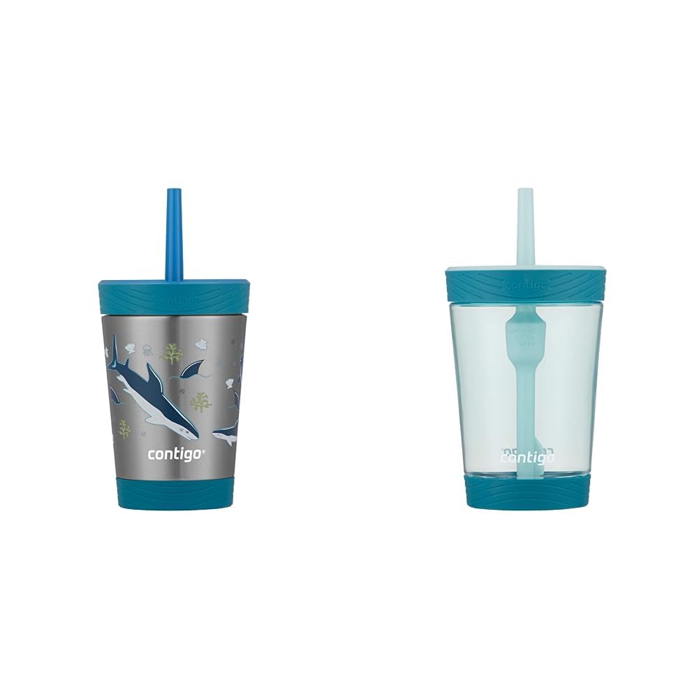 Contigo Kids Spill-Proof Tumbler with Straw & Leak-Proof Lid, 12oz Vacuum-Insulated Stainless Steel Water Bottle for Kids Kids Spill-Proof 14oz Tumbler with Straw and BPA-Free Plastic
