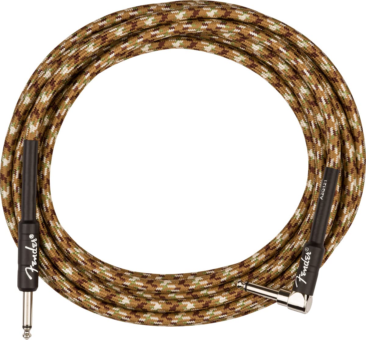 Fender 18.6-Foot Professional Instrument Cable, Straight-Angle, Black - 1 Pack