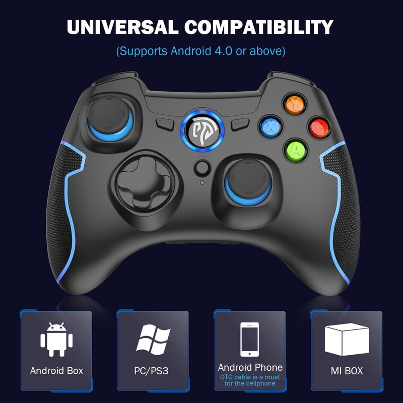 EasySMX 9013 Wireless Controller for PC, PS3, Android TV Box, Windows 8/9/10/11, Steam Controller, Plug and Play Gaming Gamepad with Sensitive Joysticks/Trigger, Dual Vibration, Mandos PC Inalambrico