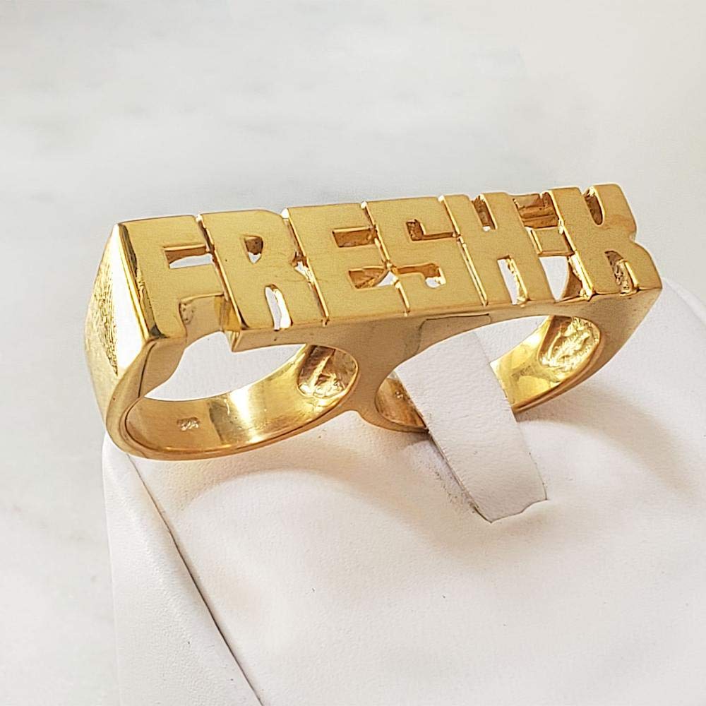 Custom Name Rings Personalized Initial 18K Gold Plated Ring for Women