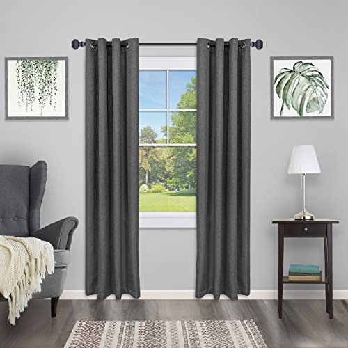 INTERIOR LIVING AZ71741US End Curtain Rod, 28-48", Black