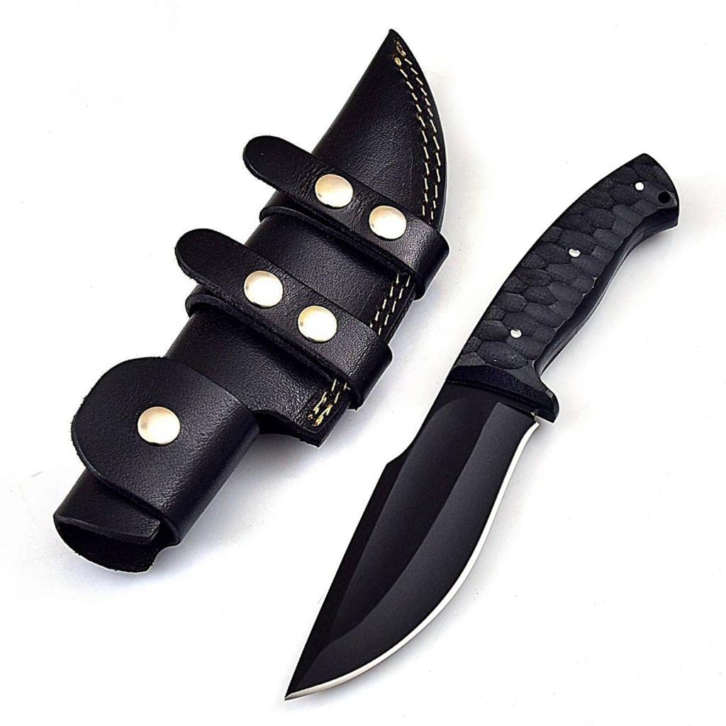 EcstaticVision EV-001 Hunting Knife Handmade Camping And Survival Knife Fixed Blade Knife 10.5 Inches with Leather Sheath