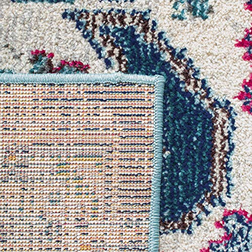 SAFAVIEH Madison Collection Area Rug - 10' x 14', Navy & Grey, Boho Chic Medallion Distressed Design, Non-Shedding & Easy Care, Ideal for High Traffic Areas in Living Room, Bedroom (MAD452M)