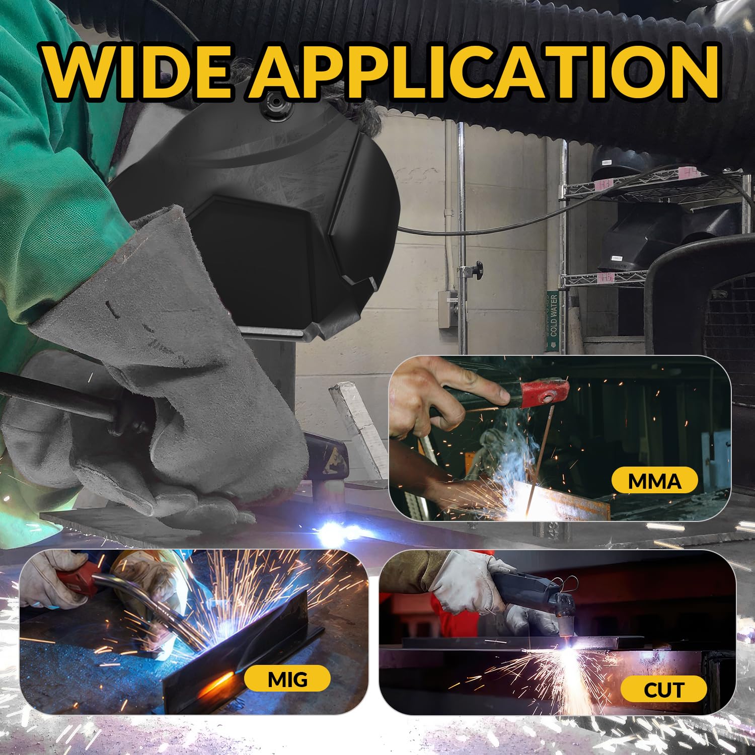 GZ GUOZHI Welding Helmet, Large Viewing Screen 3.93"X3.66", True Color Solar Powered Auto Darkening Welding Helmet, Wide Shade Range 4~5/9-9/13 Welding Mask with Weld/Grind/Cut Mode for TIG MIG ARC