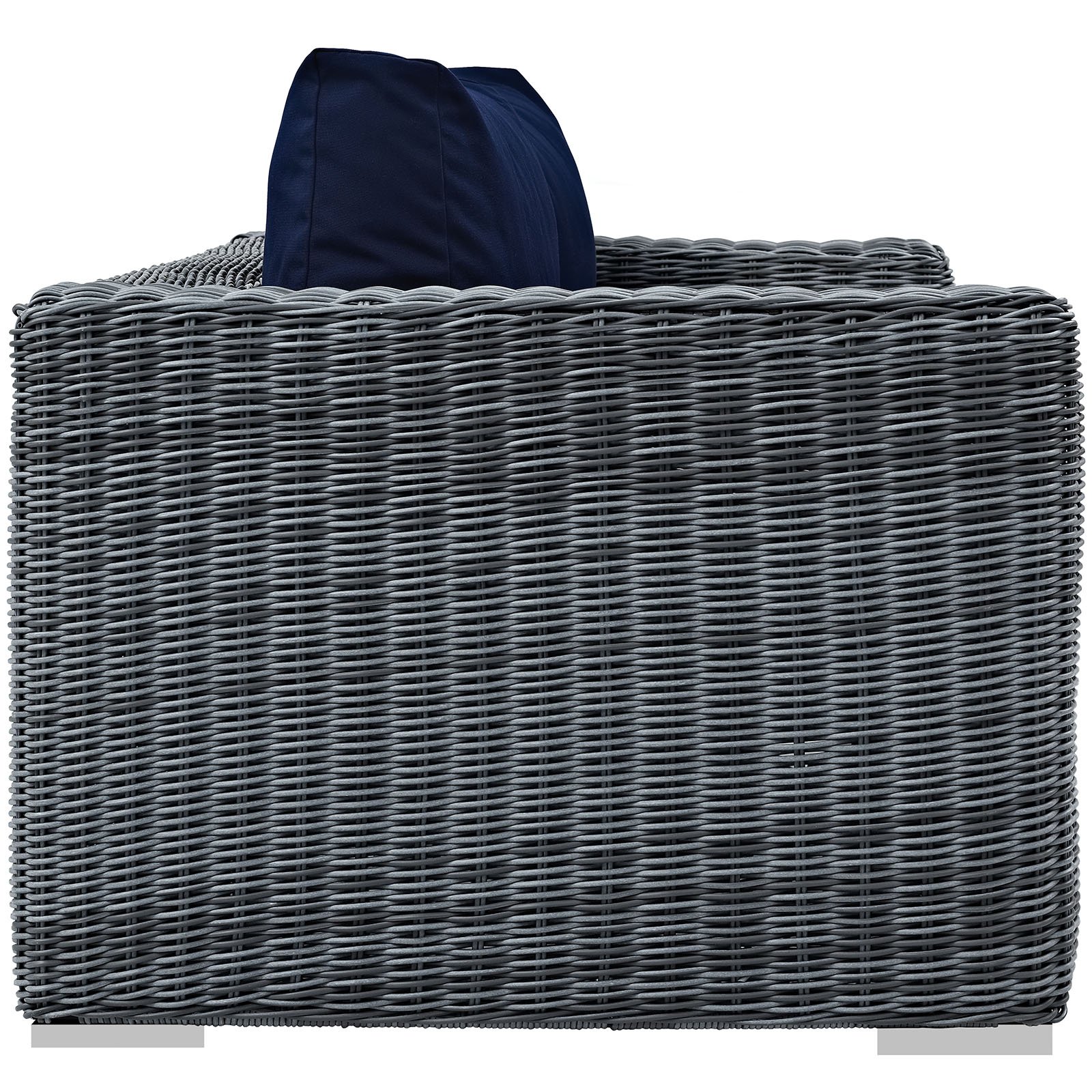 Modway EEI-1865-GRY-NAV Summon Wicker Rattan Outdoor Patio Sunbrella Loveseat in Canvas Navy