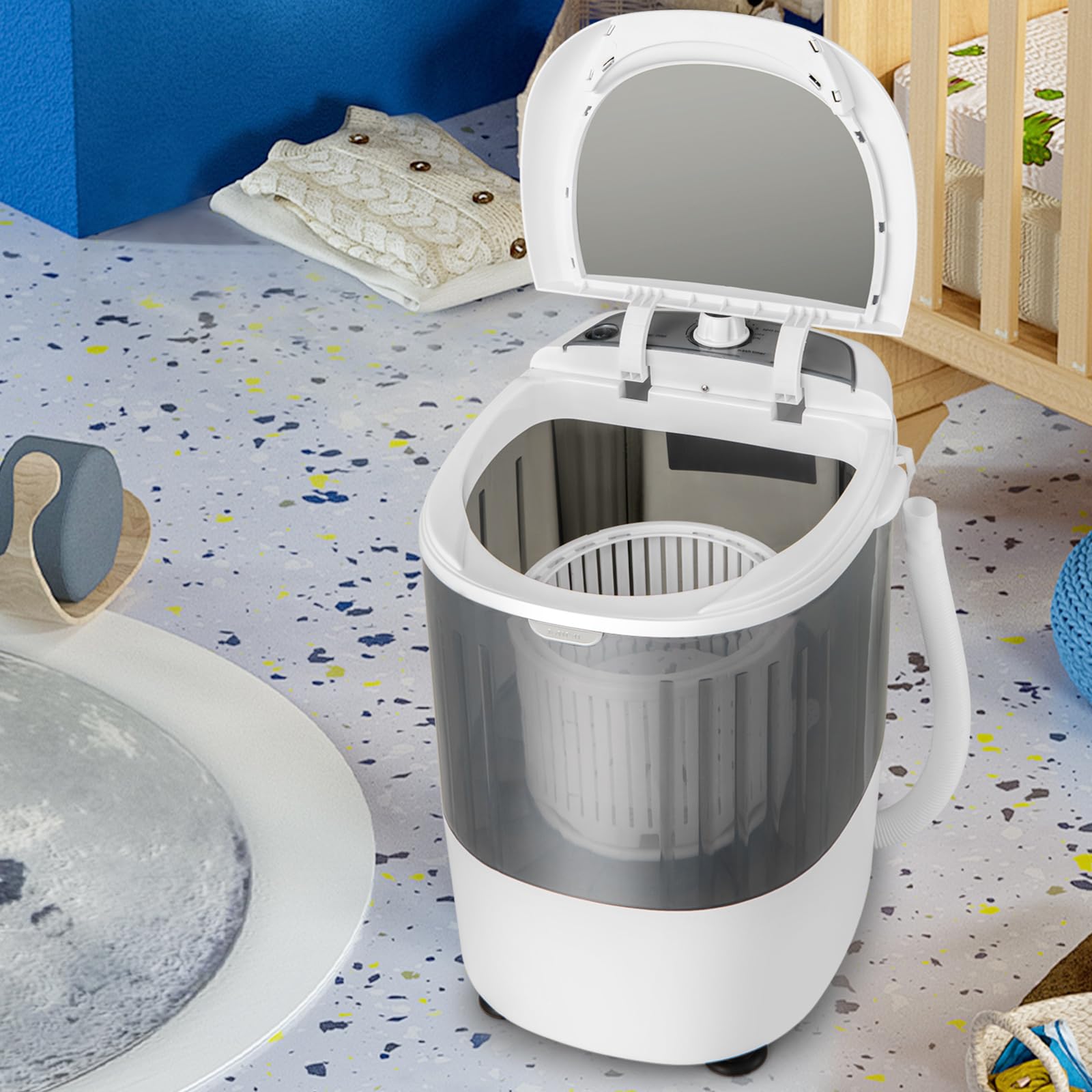 MEDIMALL GX24977-PE, Mini Washer and Spinner Combo, 5.5lbs, Semi-automatic Compact Laundry Apartment Dorm RV Portable Washing Machine, 5.5 LBS Capacity
