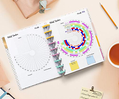 Habit Tracker Inserts for 9-Disc Planners (7 x 9.25 inches), Resolution Tracker, Habit Log, Monthly Habit Planner Refill, 12 Months Supply