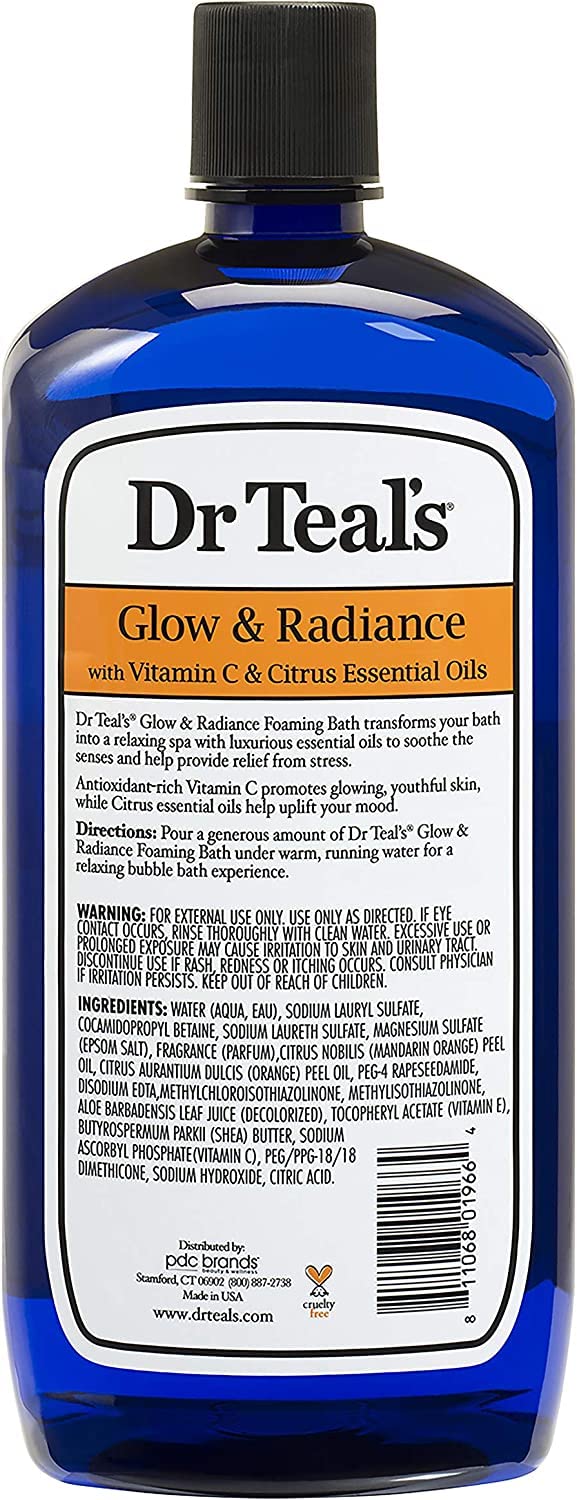 Dr Teal's Foaming Bath Variety Gift Set (2 Pack, 34oz Ea) - Soften & Nourish Milk & Honey, Glow & Radiance Vitamin C & Citrus - Essential Oils Blended with Pure Epsom Salt Ease Aches & Relieves Stress