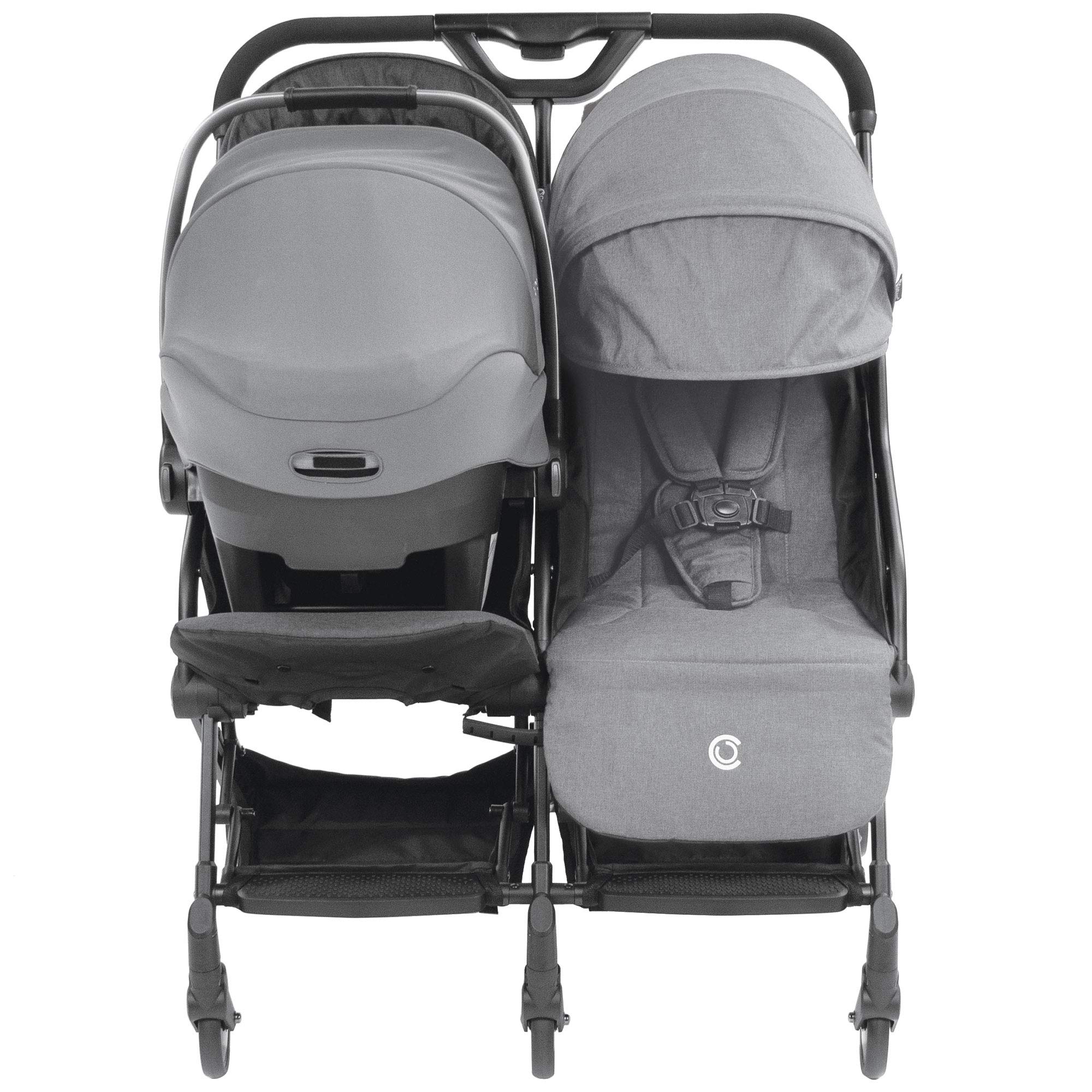 Contours Bitsy Double Compact Fold Lightweight Travel Stroller, Granite Grey
